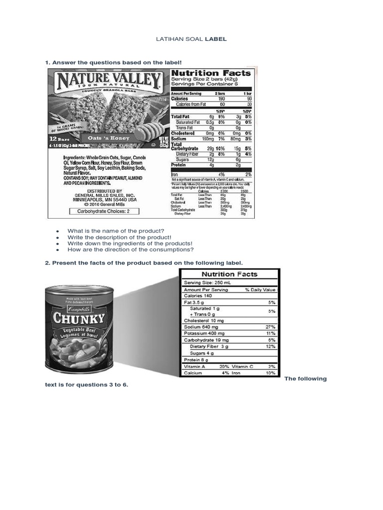 Soal Label | PDF | Juice | Diet & Nutrition