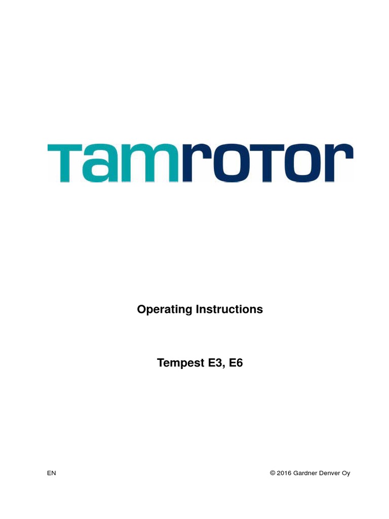 Tamrotor E3 and E6 Manual Book 2016 | PDF | Valve | Motor Oil