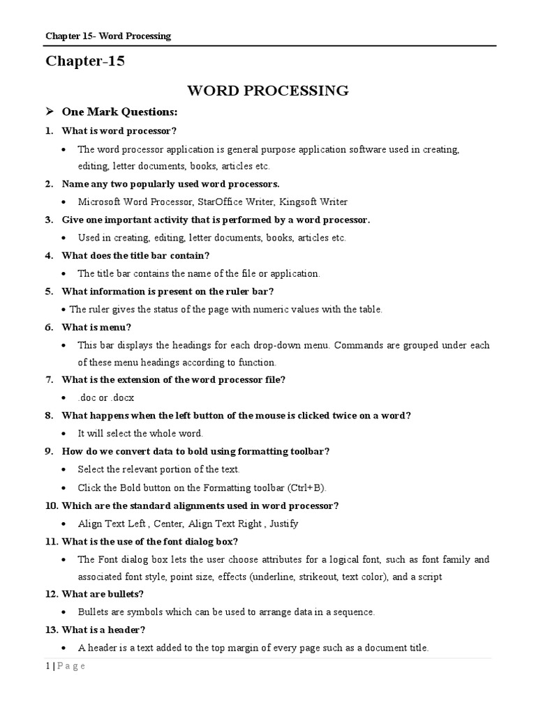 Chapter 15 Word Processor | PDF | Word Processor | Microsoft Word