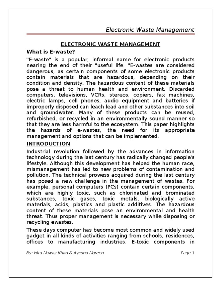 Electronic Waste Management | PDF | Waste Management | Waste