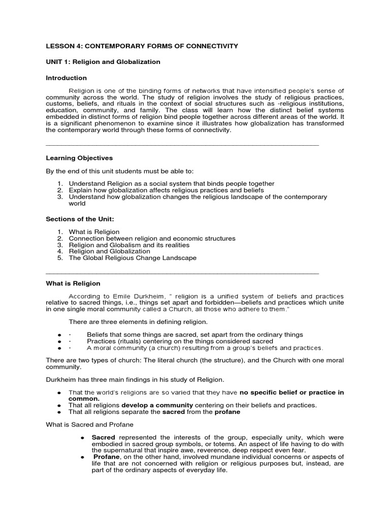 Lesson 4 Contemporary Forms of Connectivity | PDF | Globalization | Max Weber