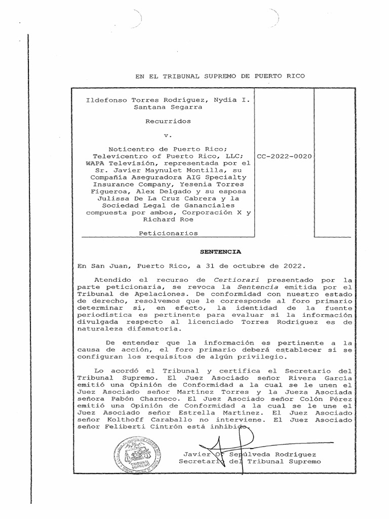Sentencia - CC-2022-0020 | PDF | Puerto Rico | Apelación