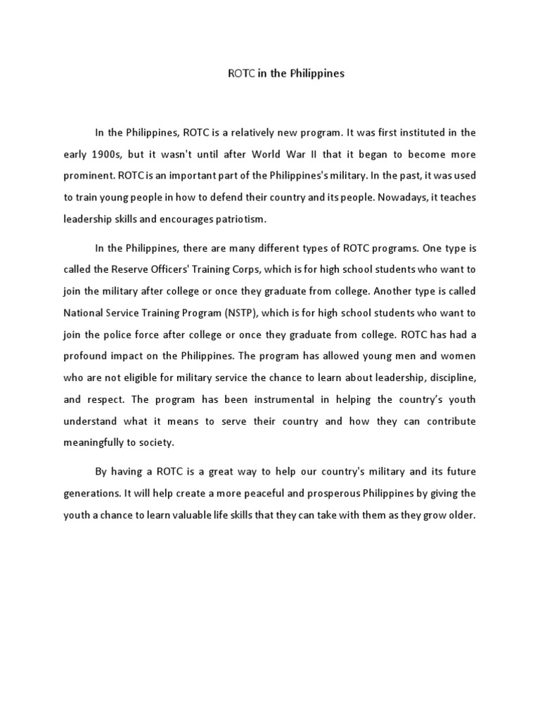 ROTC Programs in the Philippines | PDF