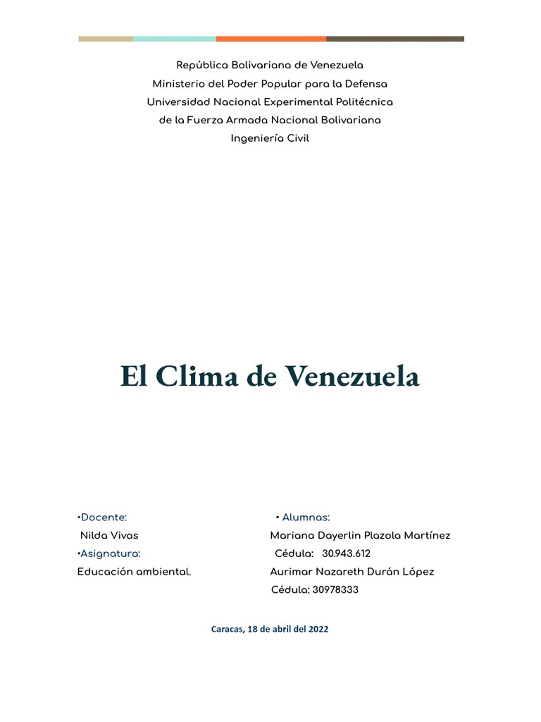 El Clima de Venezuela | PDF | Clima | Atmósfera