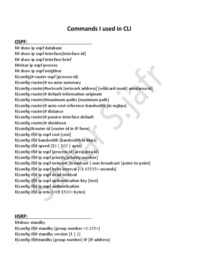 Commands I Used in CLI | PDF | Ip Address | File Transfer Protocol