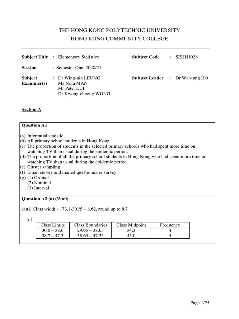 SEHH1028 Take-Home Exam Solution | PDF | Statistical Hypothesis Testing ...