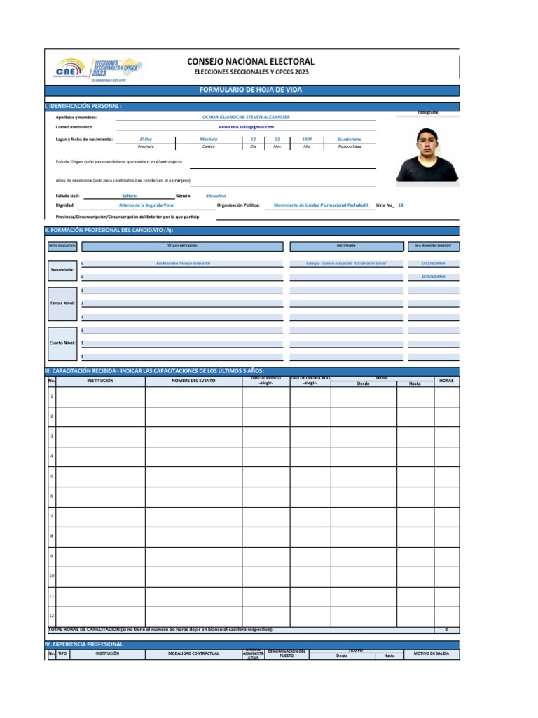 Formato Hoja De Vida 2023 Pdf Eventos Políticos Gobierno