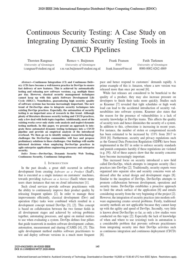 Continuous Security Testing - A Case Study On Integrating Dynamic ... Continuous Security Testing - A Case Study On Integrating Dynamic ...