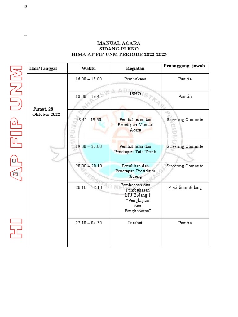 Manual Sidang Pleno HIMA AP FIP UNM | PDF