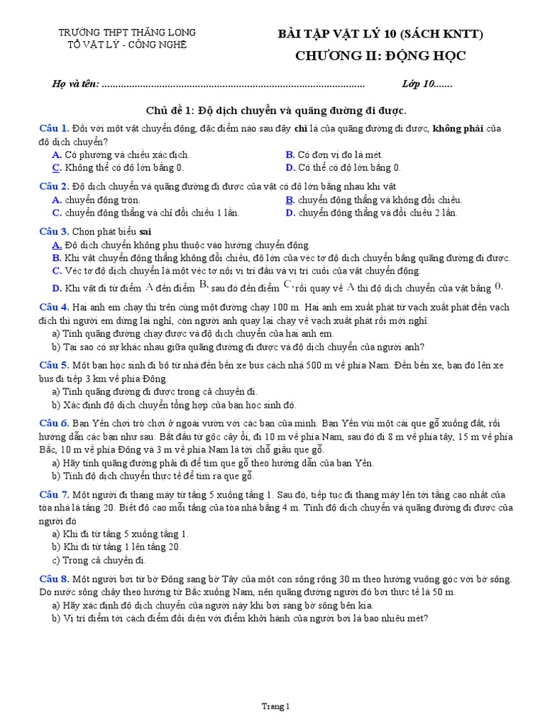 10-KNTT-BT C2 Dong hoc-2223-GV | PDF