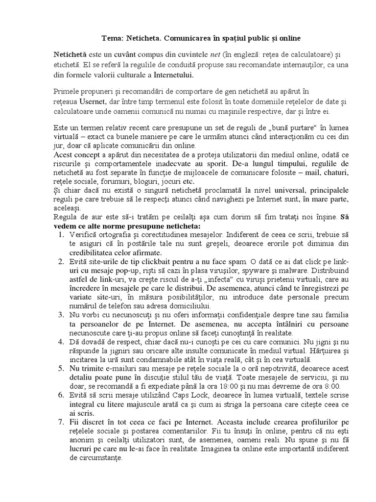 Tema 13 Neticheta | PDF