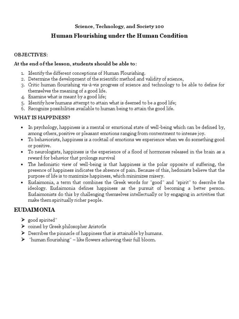Module 5 Human Flourishing and Good Life | PDF | Happiness | Scientific ...
