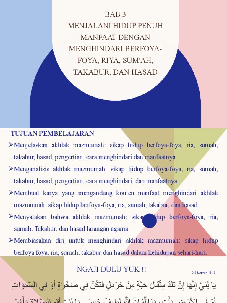 BAB 3 Menjalani Hidup Penuh Manfaat Foya-Foya, Riya DLL | PDF