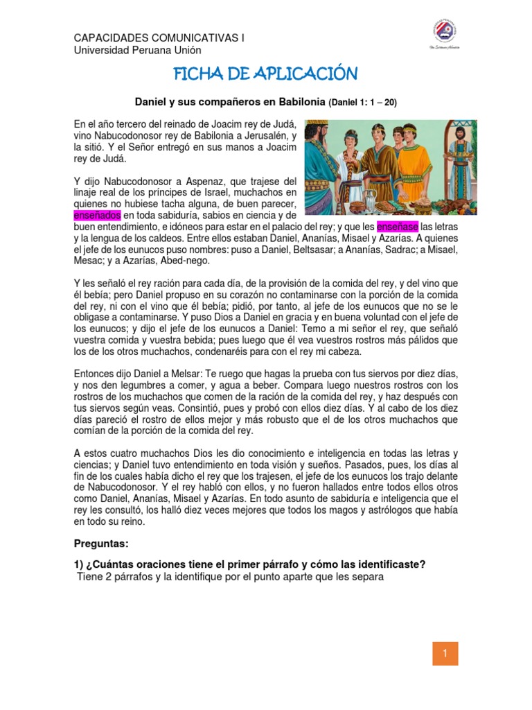 Ficha | PDF | Daniel (figura bíblica) | Sicología