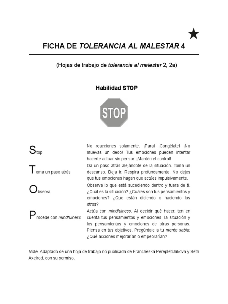 Ficha TM 4 Habilidad STOP | PDF