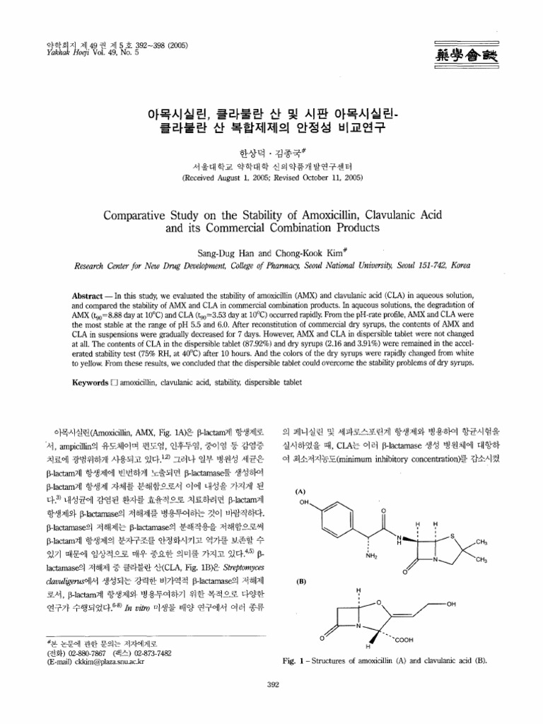 Comparative Study On The Stability of Amoxicillin, Clavulanic Acid and ...