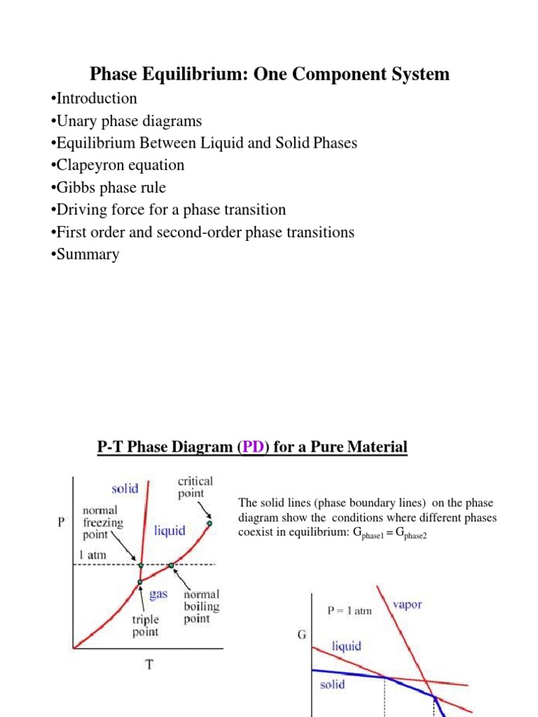Phase Equilibrium in One-Component Systems | PDF | Phase (Matter ...