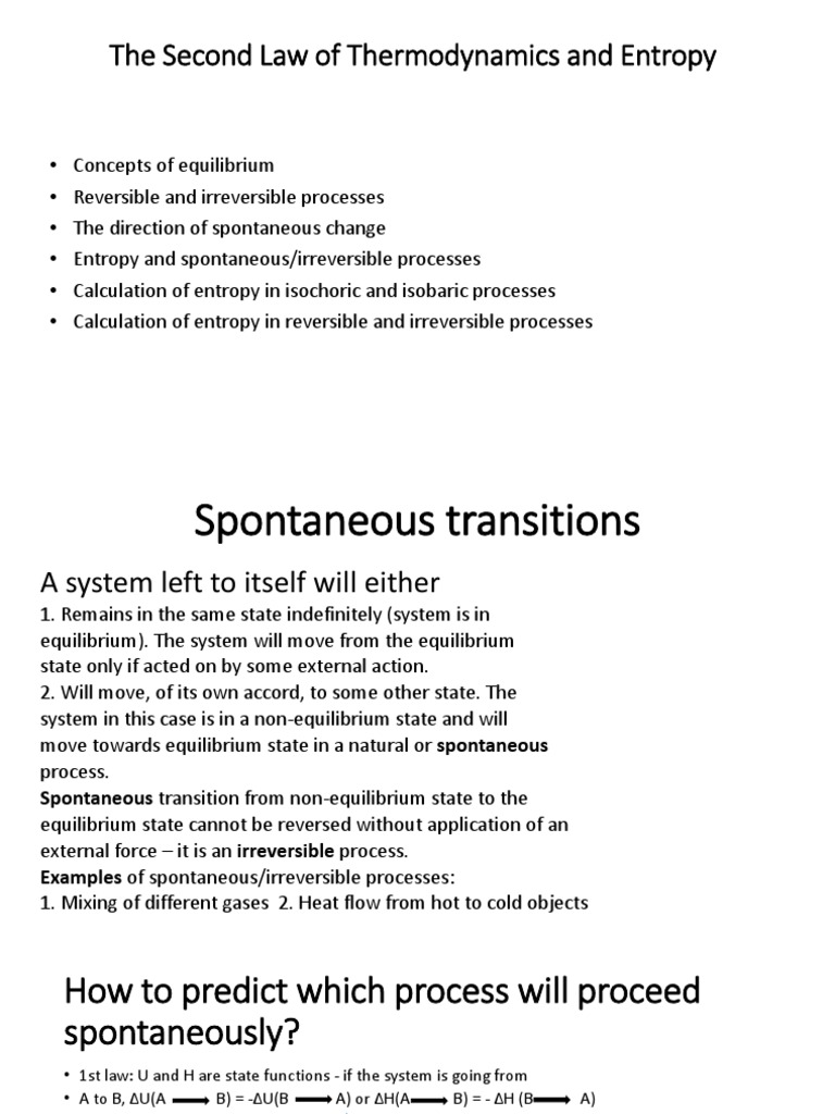 Lecture - 3-The Second Law of Thermodynamics and Entropy | PDF | Entropy | Heat