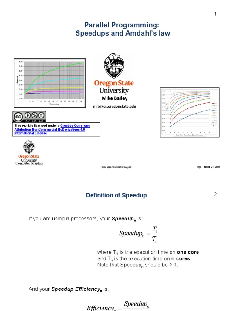 Speedups And Amdahls Law 1pp Pdf Parallel Computing Office Equipment