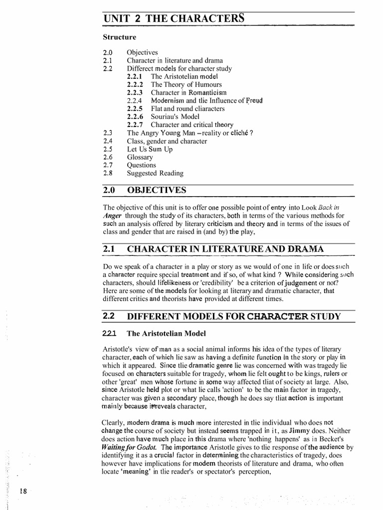 Look Back in Anger Character | PDF