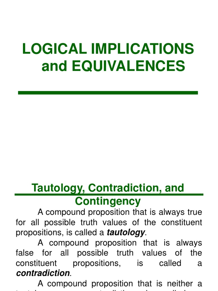 Logical Implications and Equivalences | PDF | Contradiction ...