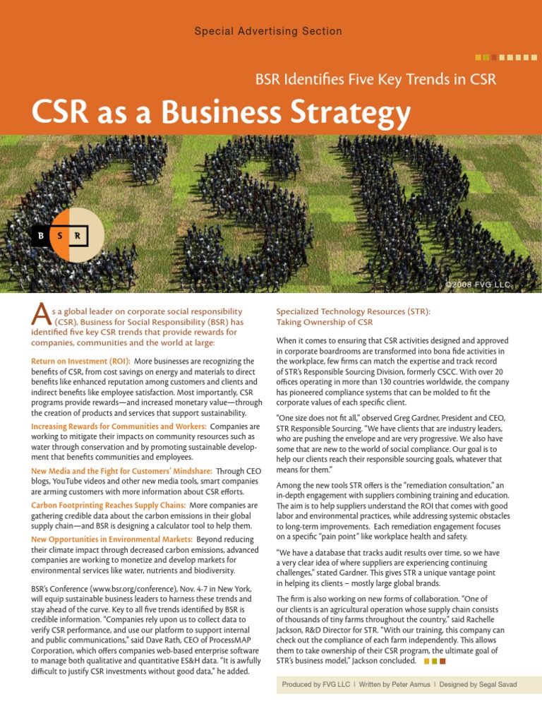 CSR As A Business Strategy: BSR Identifies Five Key Trends in CSR | PDF ...