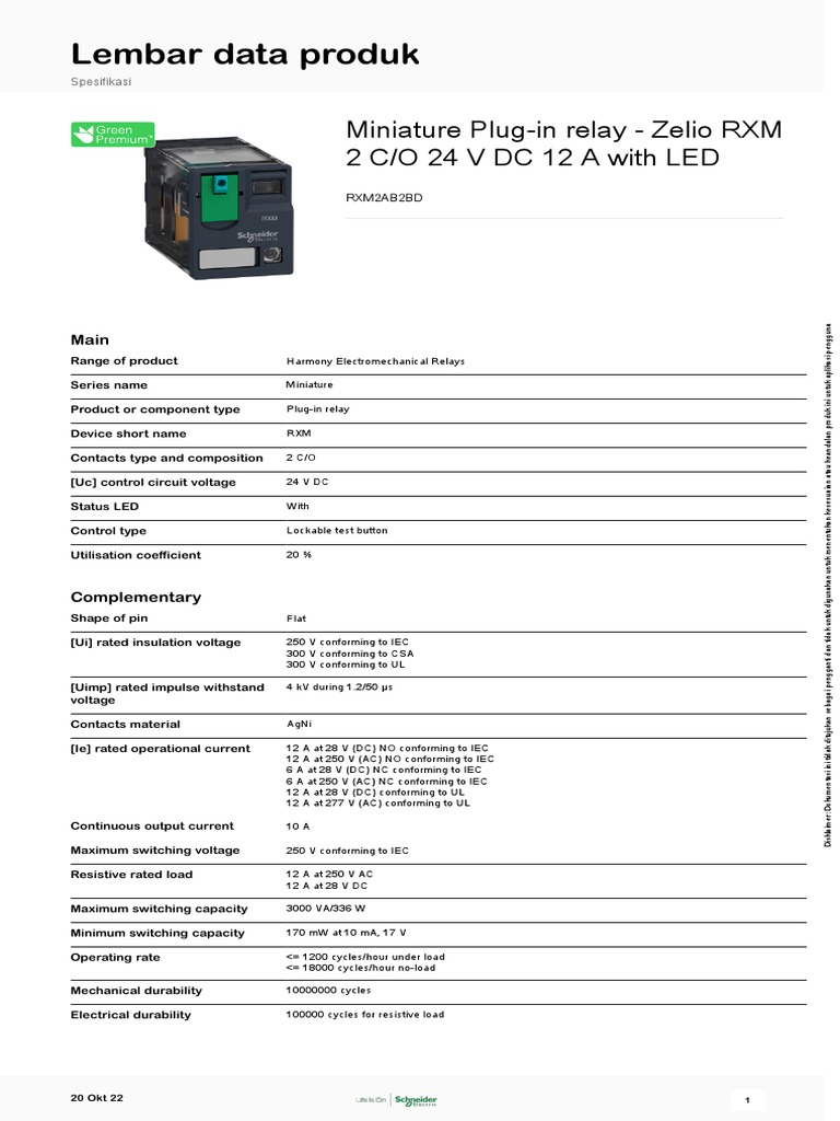 Harmony Electromechanical Relays - RXM2AB2BD | PDF | Relay ...