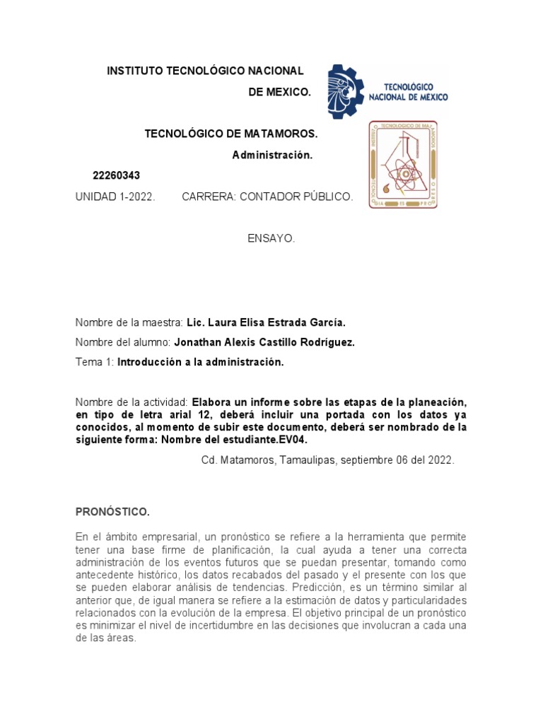 Jonathan Alexis Castillo Rodríguez - Ev04 | PDF | Planificación ...