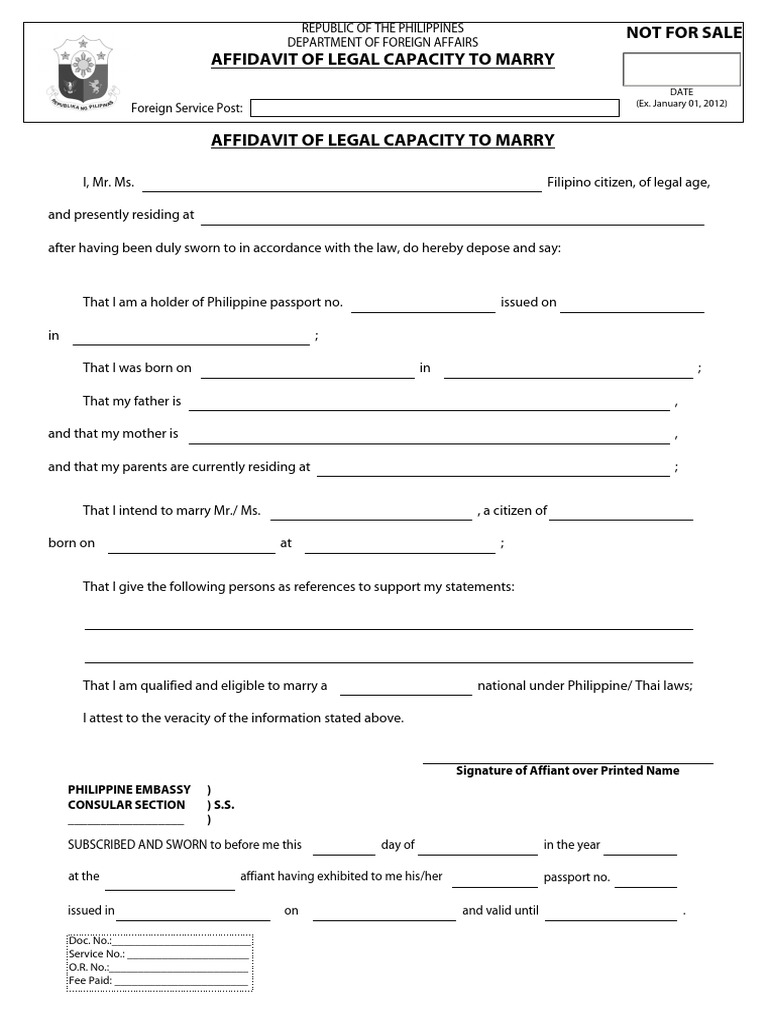 Marriage Affidavit for Filipinos | PDF | Affidavit | National Security