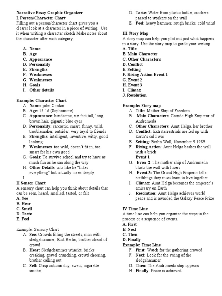 Narrative Essay Graphic Organizer Guide | PDF | Young Adult