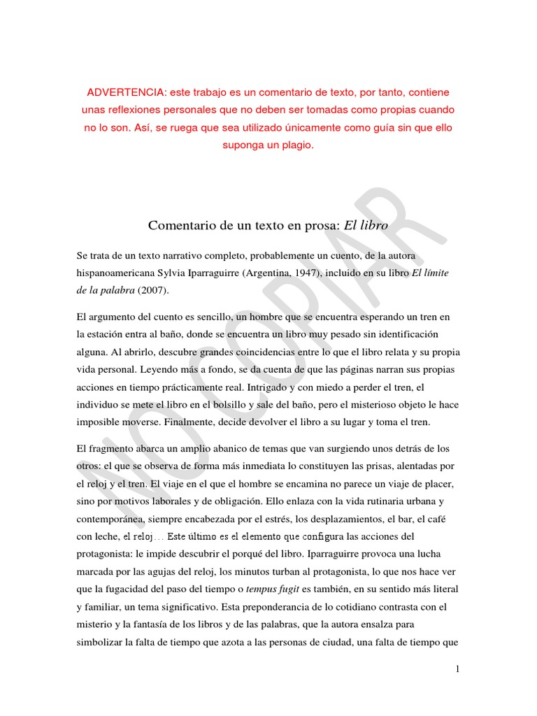 Comentario de Un Texto en Prosa | PDF | Cuentos | Narración