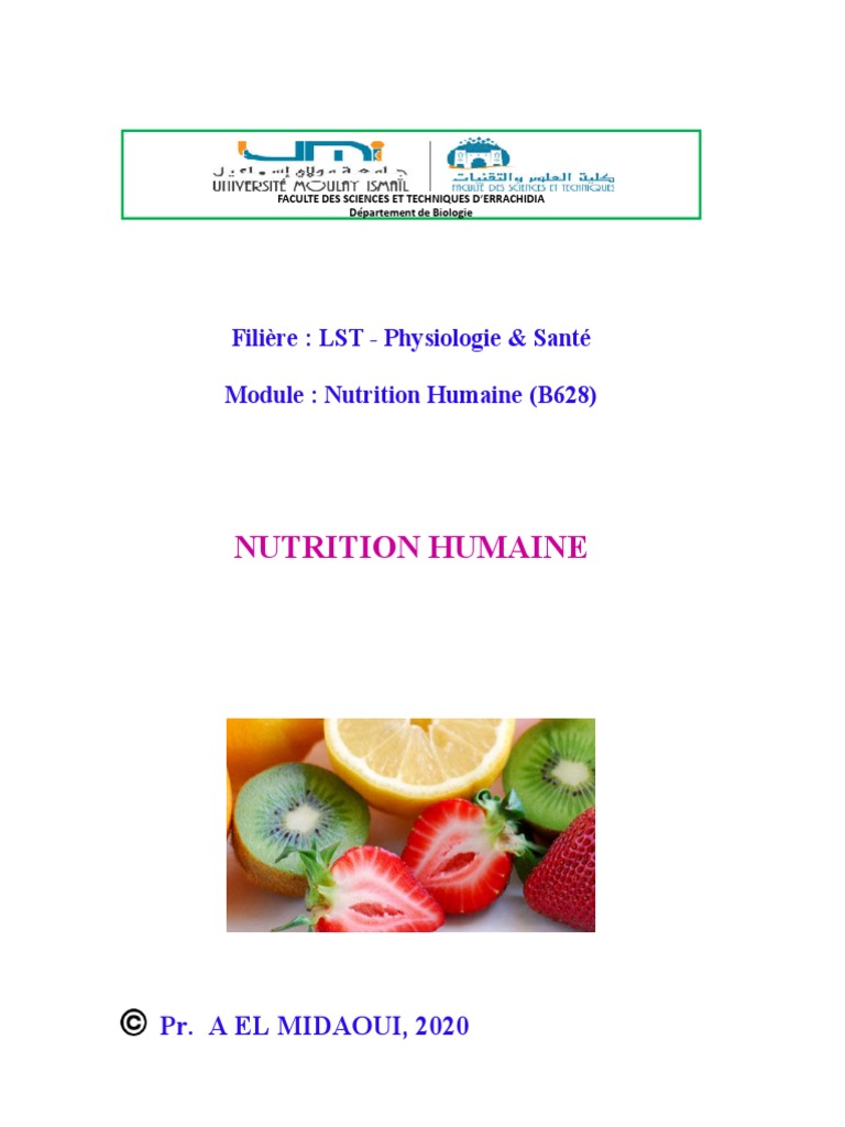 Introduction à la Nutrition Humaine | PDF | Régime et nutrition | Fibre ...