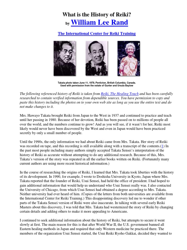 The Historyof Reikiby William Lee Rand | PDF | Reiki | Mikao Usui
