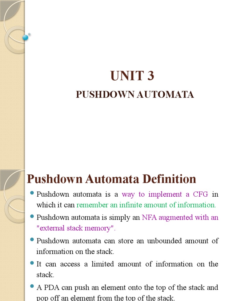 Unit 3 Pda Pdf Theoretical Computer Science Syntax Logic