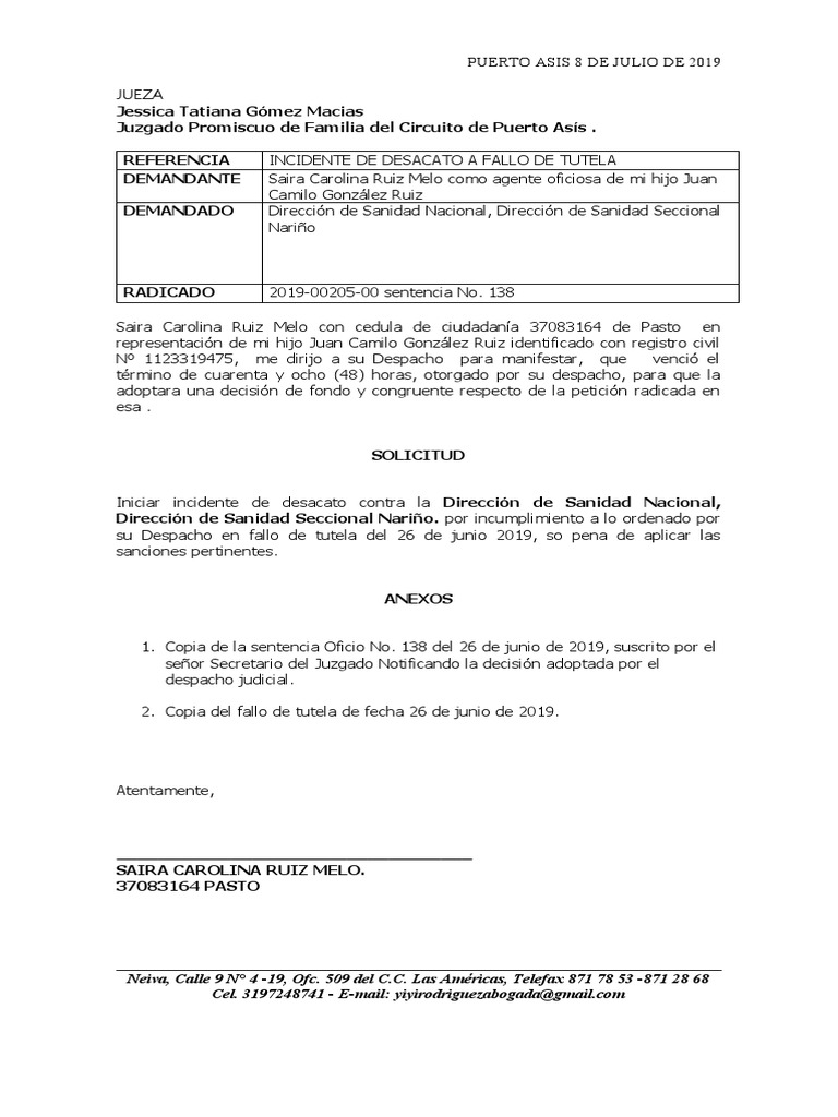 Modelo Incidente de Desacato | PDF