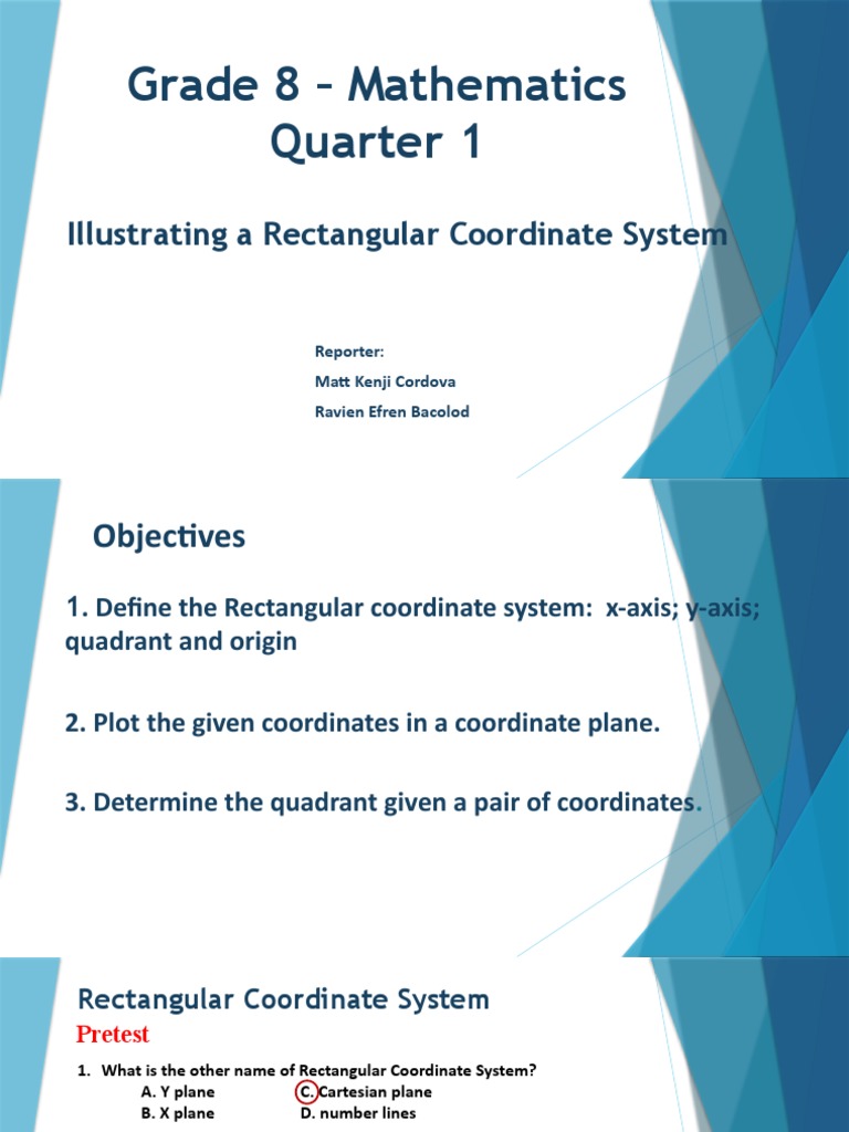 Grade 8 Mathematics Quarter 1 | PDF | Cartesian Coordinate System ...
