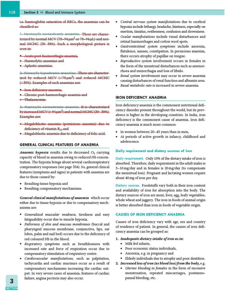 General Features of Anemia and Iron Deficiency Anemia Class Note BMLT ...