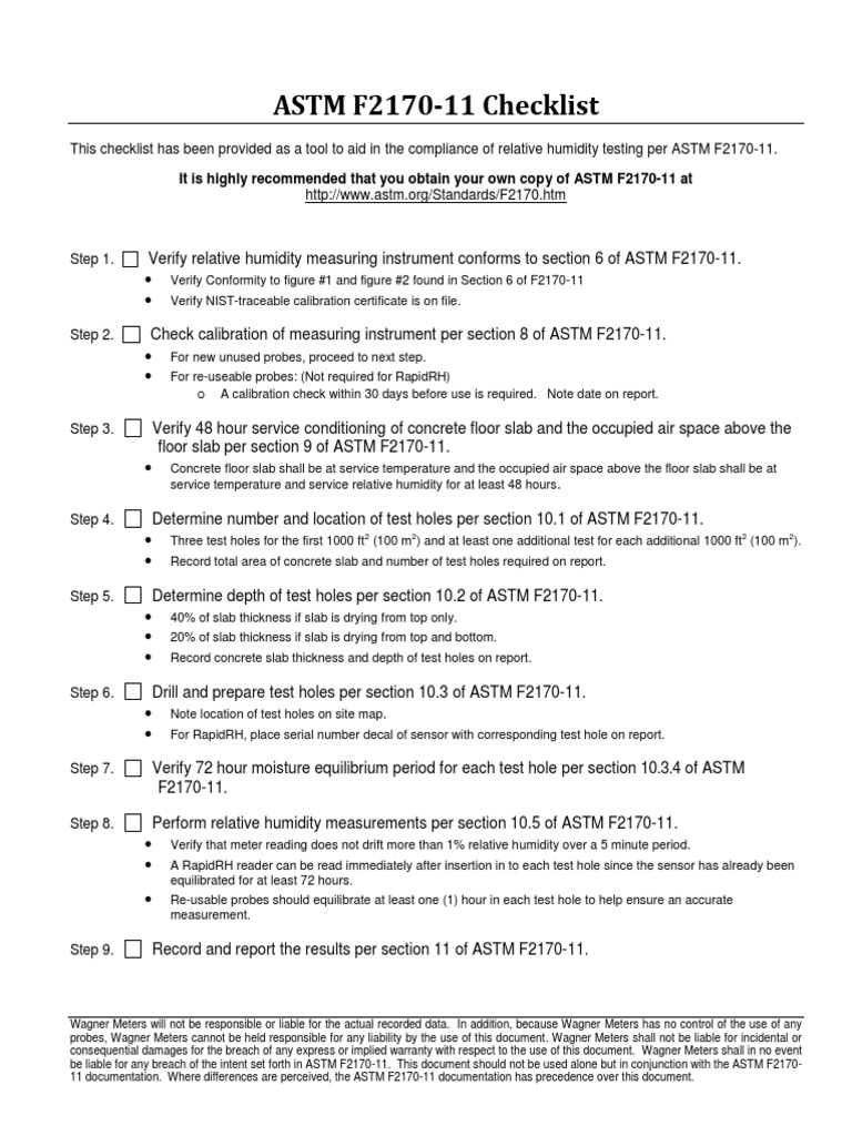 F2170 Checklist | PDF | Calibration | Breach Of Contract