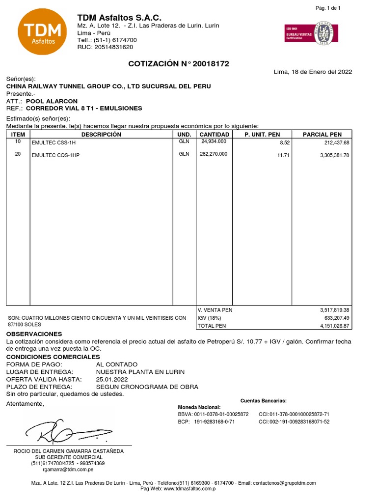Tdma 20018172 - Op 18263 - Emulsiones - Cv8 t1 - CRTG v03 | PDF