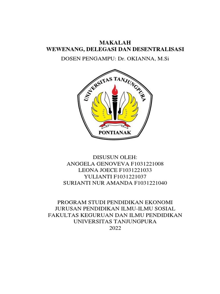 KELOMPOK 3 - PIM - REG A - Wewenang, Delegrasi Dan Desentralisasi | PDF