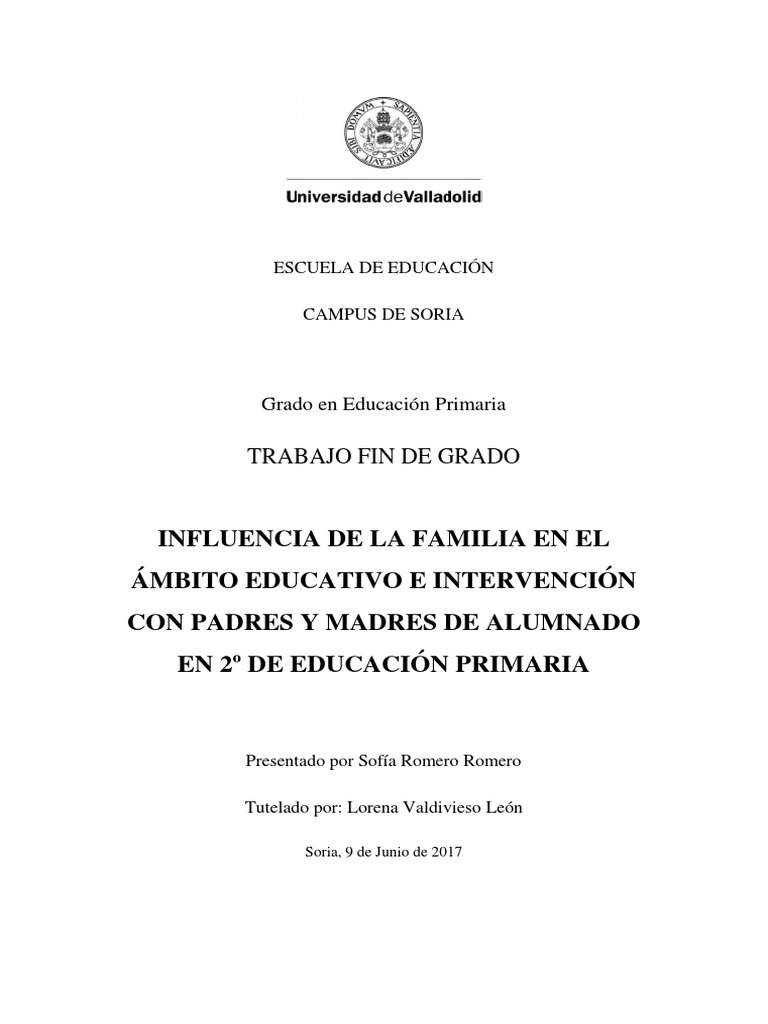 TFG o 1220 | PDF | Familia | Aprendizaje
