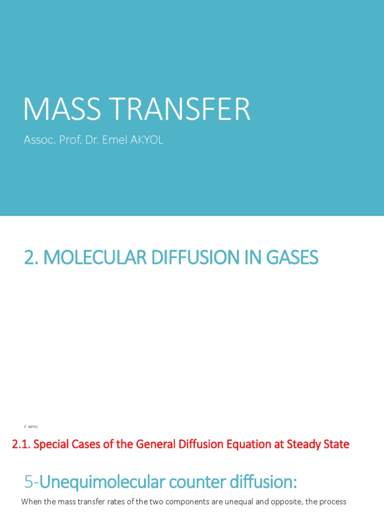 MASS TRANSFER - 2.week | PDF | Diffusion | Gases