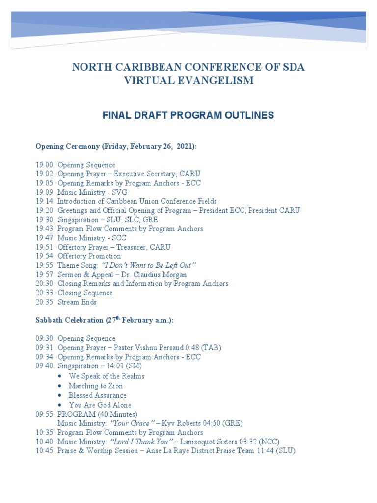 2021 Program Outlines For Virtual Crusade 2.25.21 | Download Free PDF | Worship | Abrahamic ...