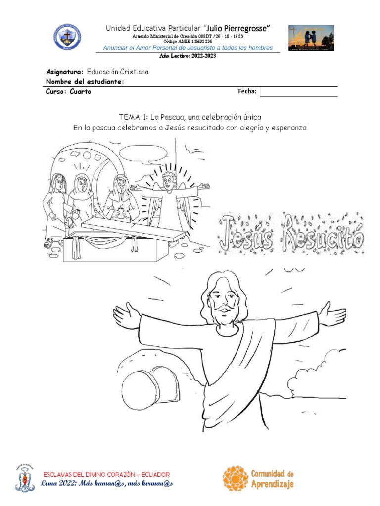Educación Cristiana: Celebraciones y Fe | PDF | eucaristía | Jesús