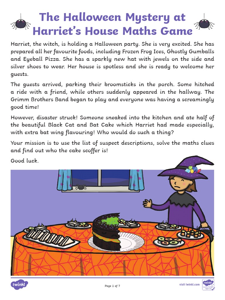 T N 2545469 Ks1 The Halloween Mystery at Harriets House Maths Game English Ver 7 | PDF