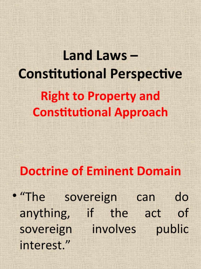 Land Laws - Constitutional Perspective | Download Free PDF | Eminent ...
