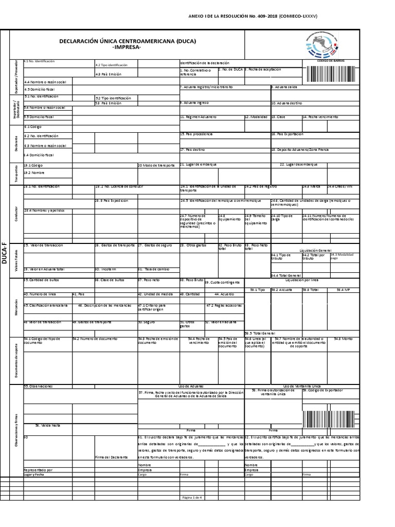 Formato de DUCA | PDF | aduana | Bienes de consumo