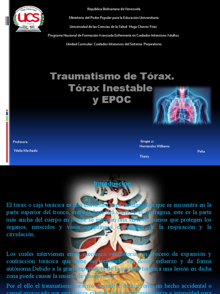 Trauma Toracico Presentacion Culminada Taller | PDF | Lesión | Tórax