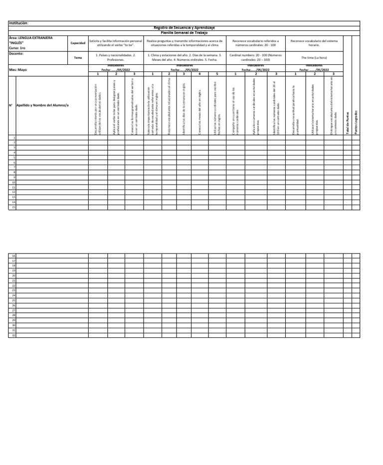 2022 Ingles RSA 1er Curso Mayo | PDF