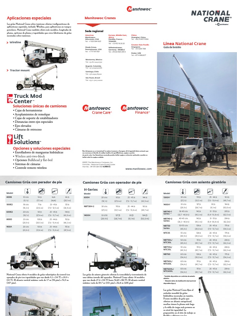 National Crane Full Line 2021 ES | PDF | Camión | Productos